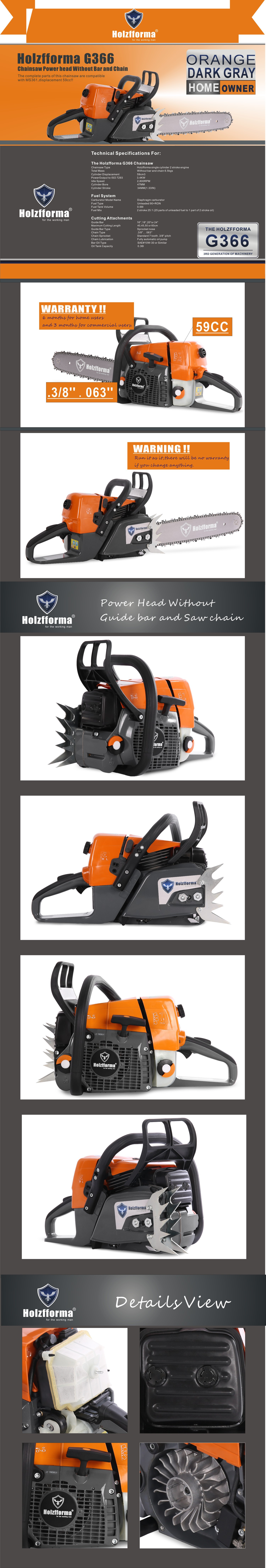 Drujba Holzfforma® G366 59cc (fara lama si lant) Orange